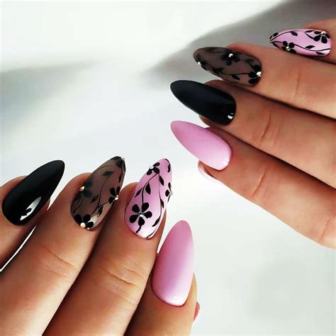 Pink And Black Pretty Nails Valentines Nails Pink Black Nails