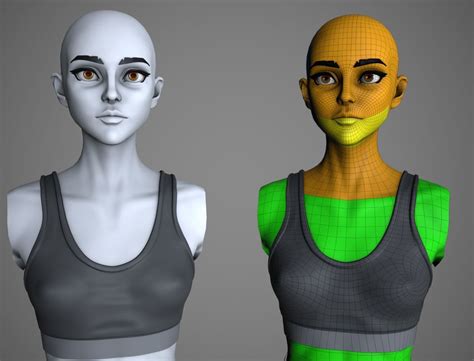 D Model Stylized Female Character Full Body Base Mesh D Model VR AR Low Poly CGTrader