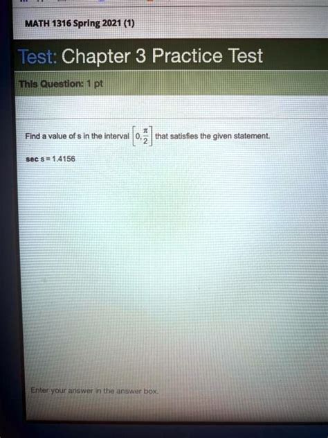 Solved Math 1316 Sprlng 2021 1 Test Chapter 3 Practice Test