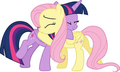 Twilight Sparkle And Fluttershy Hugging By Cloudyglow On Deviantart