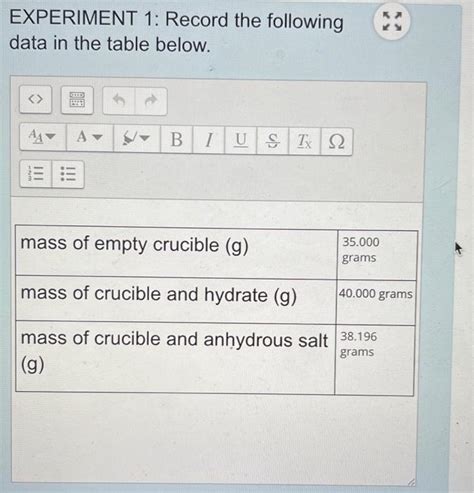 solved experiment 1 perform the calculations and record the