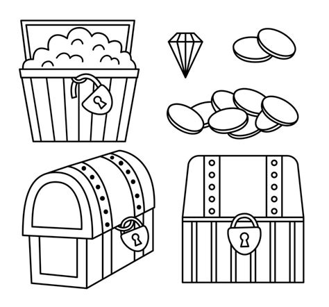 Pirate Treasure Chests Drawing