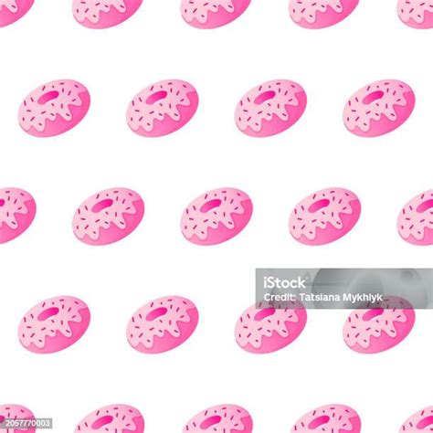 Ilustración De Patrón Simple Y Sin Costuras De Donas Rosas Estilo