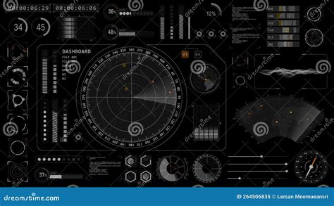 Sonar Radar Screen Searching An Object With Futuristic Head Up Display