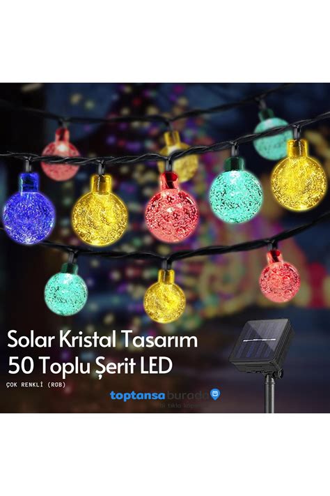 Technosmart 50 Ledli Rgb ışık 8 Modlu Solar Kristal Top Bahçe Aydınlatma Dekorasyon Güneş
