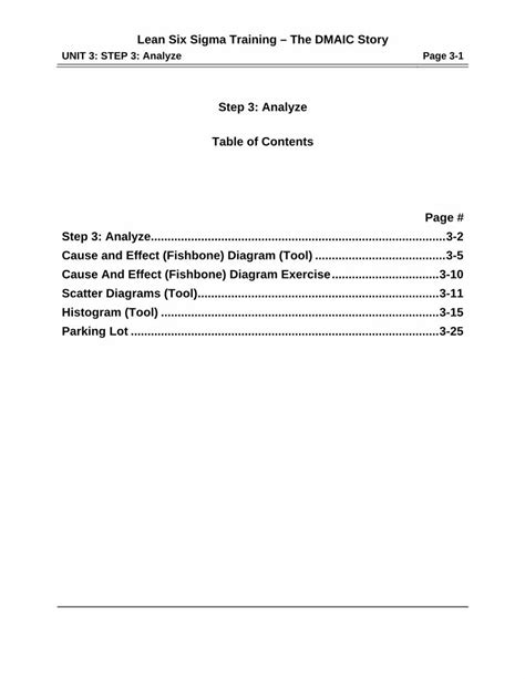 Pdf Lean Six Sigma Training â€“ The Dmaic Story Step 3 Analyze Table Dokumen Tips