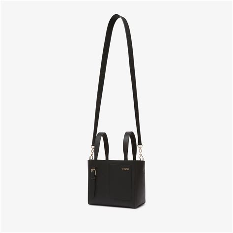 Womens Black Grained Leather Soft Bucket Bag Valextra Soft