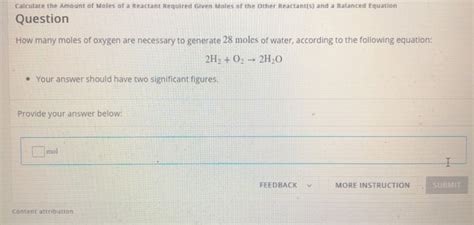 Solved Calculate The Amount Of Moles Of A Reactant Required Chegg