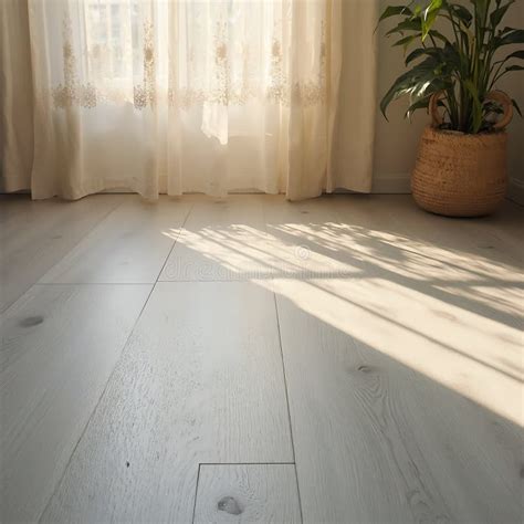 The Dappled Light Passes Through The Glass Window With Curtain On The