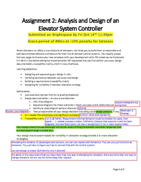 Assignment 2 Specification Page 1 Of 2 Assignment 2 Analysis And
