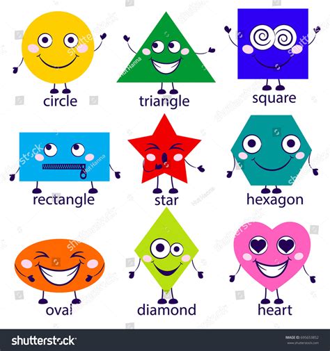 Vektor Stok Cartoon Vector Illustration Basic Geometric Shapes Tanpa