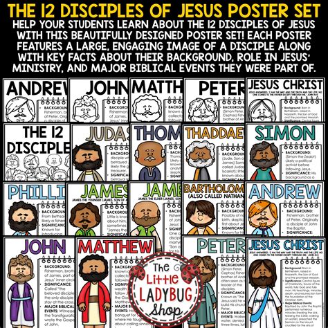 The 12 Disciples Of Jesus Bible Posters Bulletin Board The Little