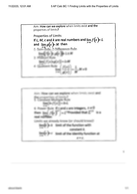 Solution 5 Ap Calc Bc 1 Finding Limits With The Properties Of Limits