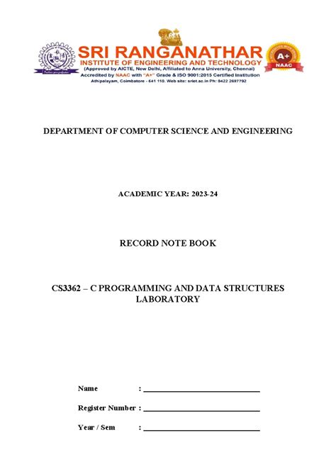 Manual C Ds Final Department Of Computer Science And Engineering