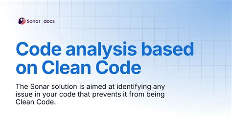 Code Analysis Based On Clean Code Sonarqube Server 105 Sonar Documentation