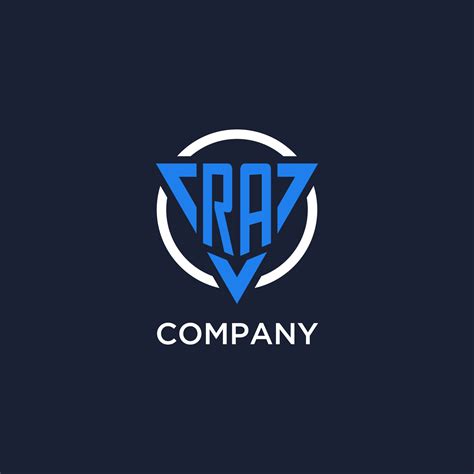 Ra Monogram Logo With Triangle Shape And Circle Design Elements