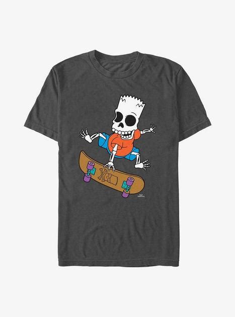 The Simpsons Bart Skeleton Skates T Shirt Grey Boxlunch