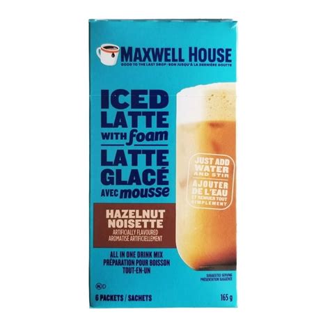Maxwell House Iced Latte With Foam Hazelnut 6 Packets 165g Walmart