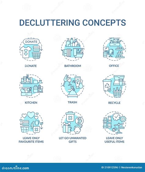 Decluttering Concept Icons Set Stock Vector Illustration Of Mess