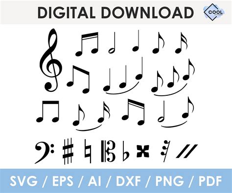 Music Notes Svg Bundle Guitar Note Svg Musical Notes Clipart Music
