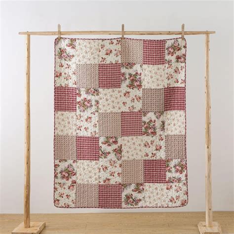 Country Roses 50 X 60 Cotton Quilted Throw Blanket Pink Patchwork