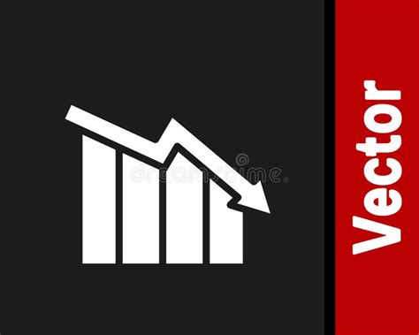 White Financial Growth Decrease Icon Isolated On Black Background Increasing Revenue Stock