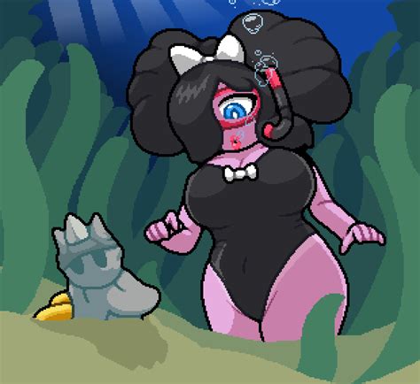 Rule 34 Big Breasts Big Thighs Black Hair Black Swimsuit Bubbles