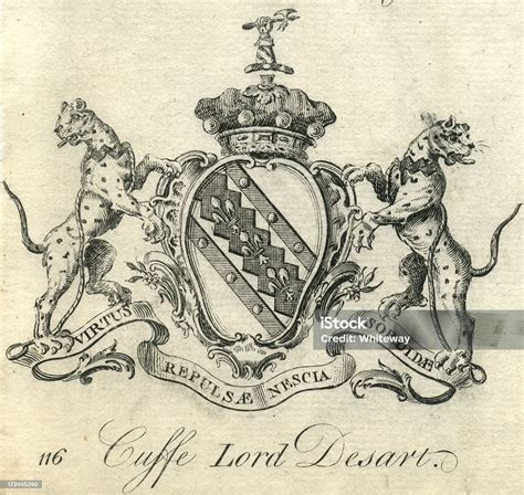 Coat Of Arms Cuffe Lord Desart 18th Century Stock Illustration