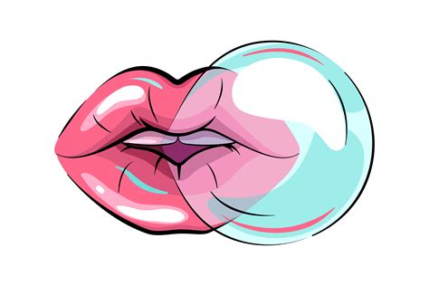Women Profile Blowing Gum