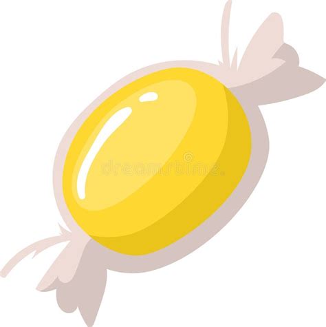 Oval Yellow Hard Candy Wrapped In Cellophane With Twisted Ends