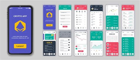 Écrans Dapplication Mobile Crypto Définis Pour Les Modèles Web Pack De