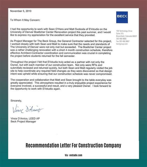 Recommendation Letter For Construction Company Wave Sold