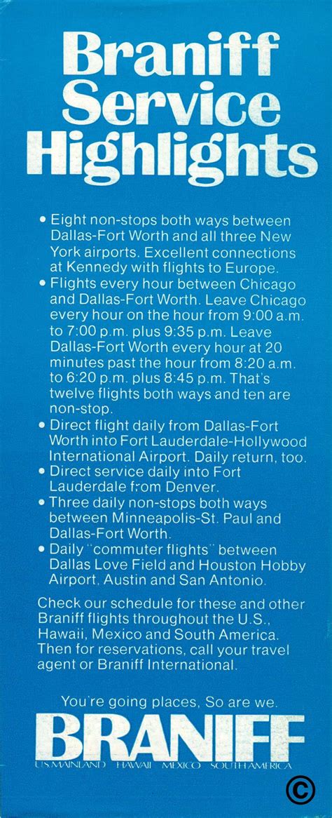 Braniff Airways Company Firsts — Braniff International