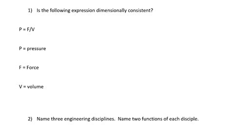 solved 1 is the following expression dimensionally