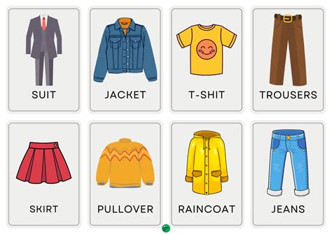 Flashcards Imprimibles Sobre Vocabulario De La Ropa En Inglés