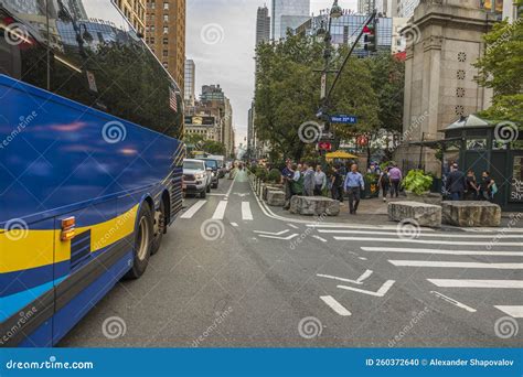 Beautiful View Of Vehicles And People On One Of Streets Of New York