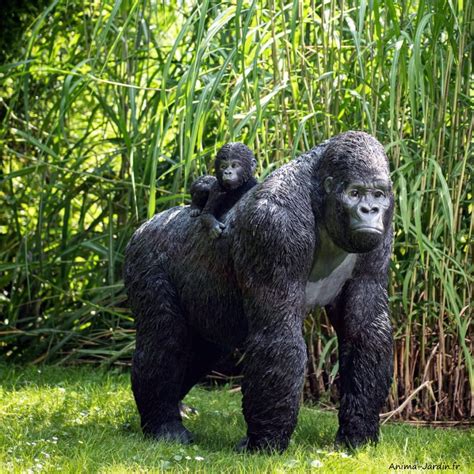 Gorille Xxl Avec Son Bébé H106 Cm Décoration Extérieure Animal