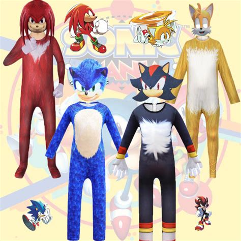 Sonic Trang Phục Cho Trẻ Em Cậu Bé Sonic The Hedgehog Bộ Quần áo Liền Hóa Trang Với Mũ Phim Hoạt