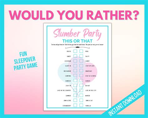 Slumber Party Games Bundle Printable Sleepover Party Games Etsy