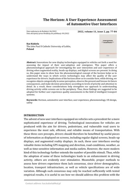 Pdf The Horizon A User Experience Assessment Of Automotive User