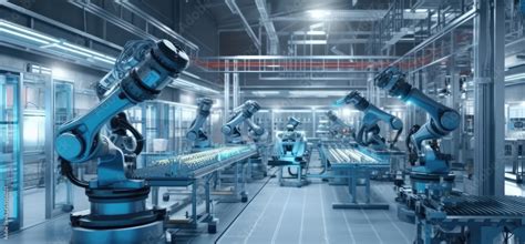 Smart Industry Robot Arm Digital Factory Production Technology Showing Automation Manufacturing