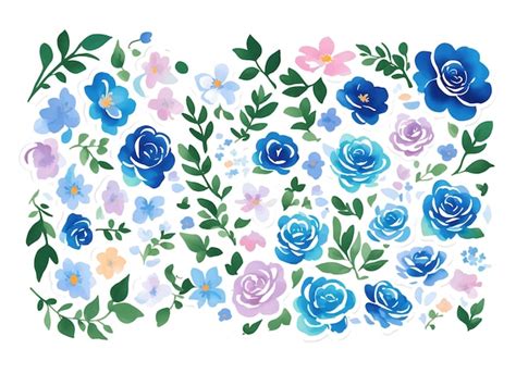 Premium Vector Beatiful Blue Flowers Color Water Vecter