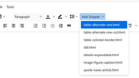 Tinymce Snippets