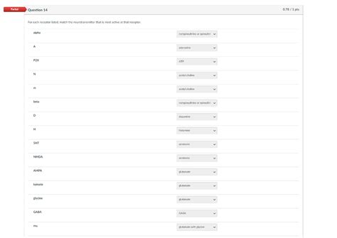 Solved For Each Receptor Listed Match The Neurotransmitter