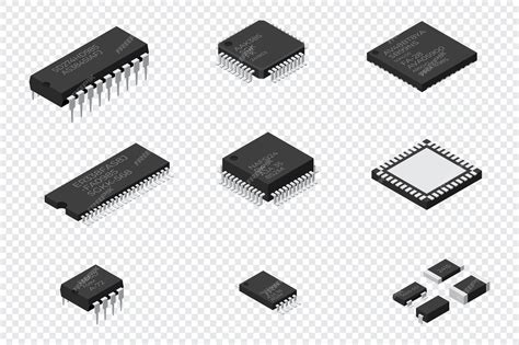 Premium Vector Set Of Microchip Computer Electronic Components
