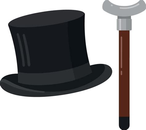 Black Top Hat And Walking Cane Illustration For Classic Gentleman Style Accessories 62089522