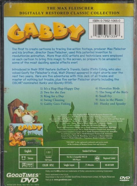 Classic Collection Gabby Dvd New The Max Fleischer Digitally Restored