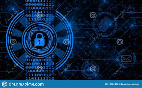 Secure Technology Concept Padlock Binary Code Hud Connecting Lines