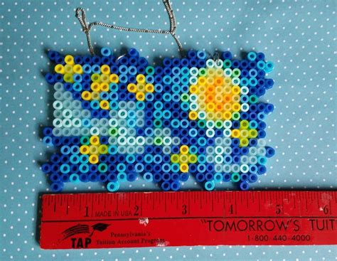 Van Gogh Starry Night Perler Fuse Bead Necklace Glow In The Etsy