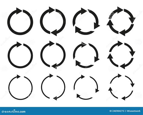 Circular Arrows Round Arrow Icons Circle Loop For Reset Spin Repeat And Reload Stock Vector